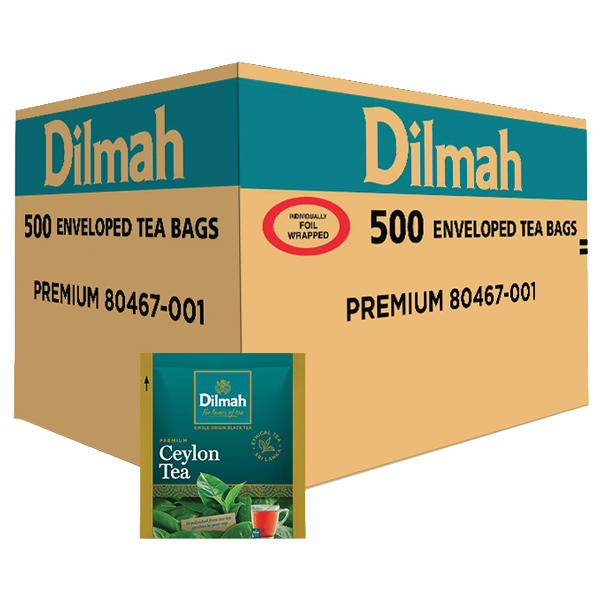 TEA BAGS DILMAH PREMIUM REGULAR FOIL ENVELOPED 500/BOX | Pack Centre ...